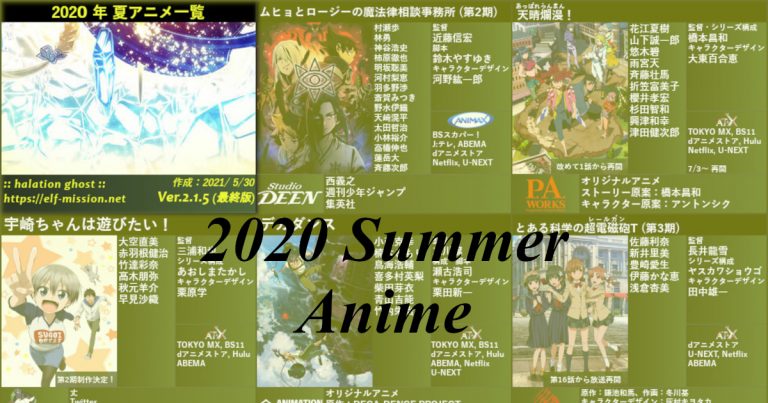 2020 年 夏アニメ一覧画像 | :: halation ghost